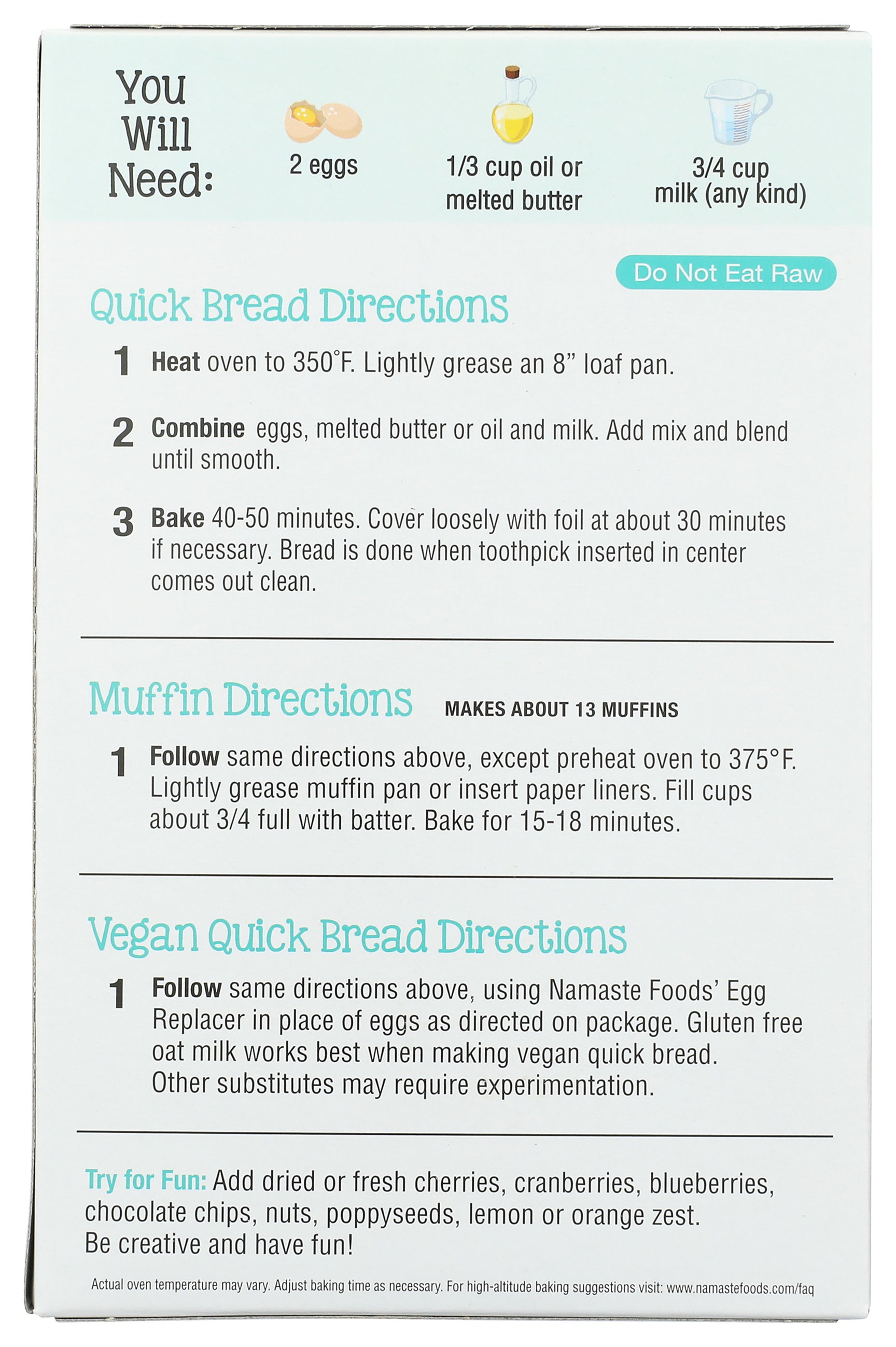 Organic Quick Bread & Muffin Mix, 16 oz – Namaste Foods