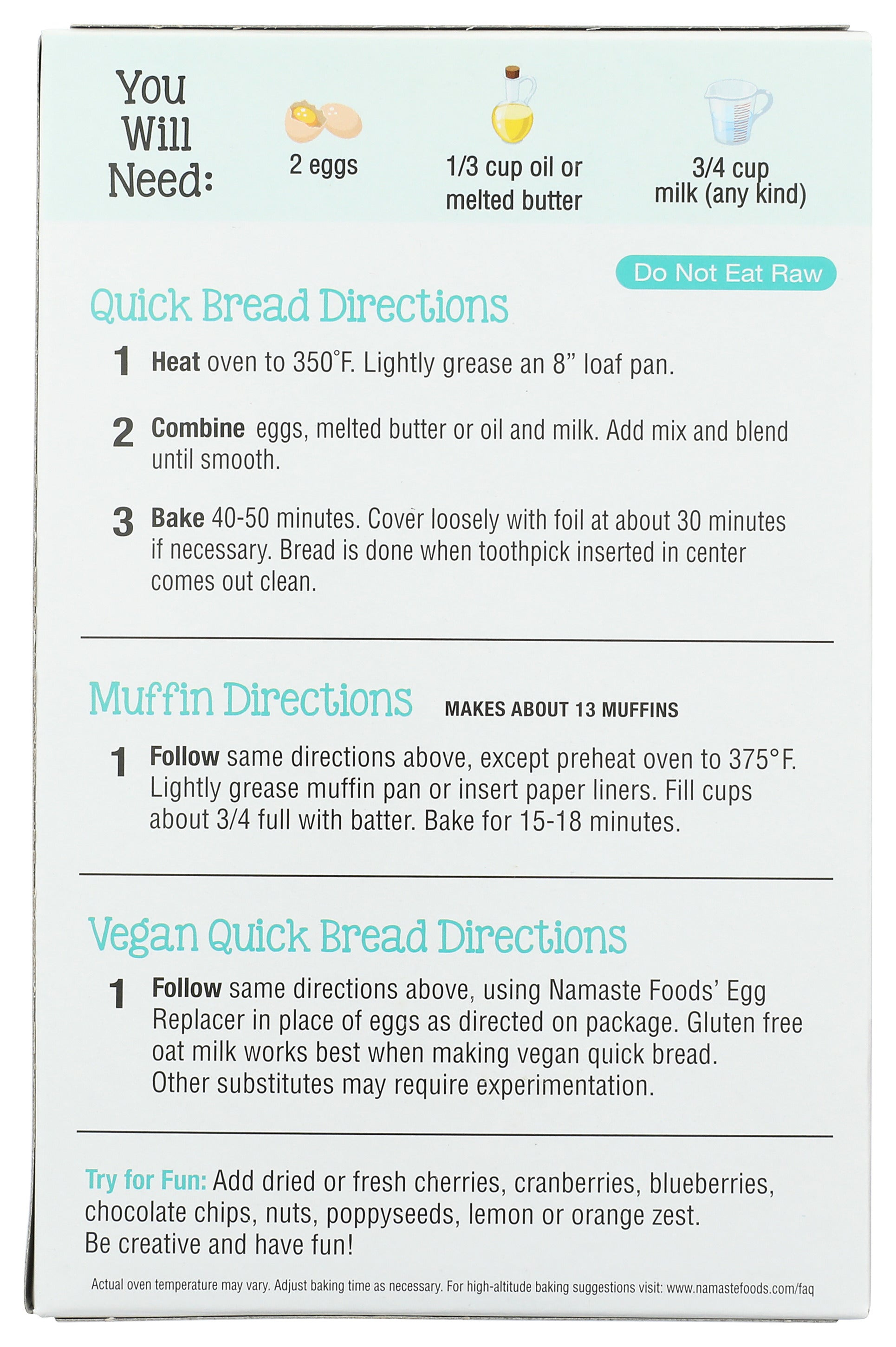 Organic Quick Bread & Muffin Mix, 16 oz – Namaste Foods